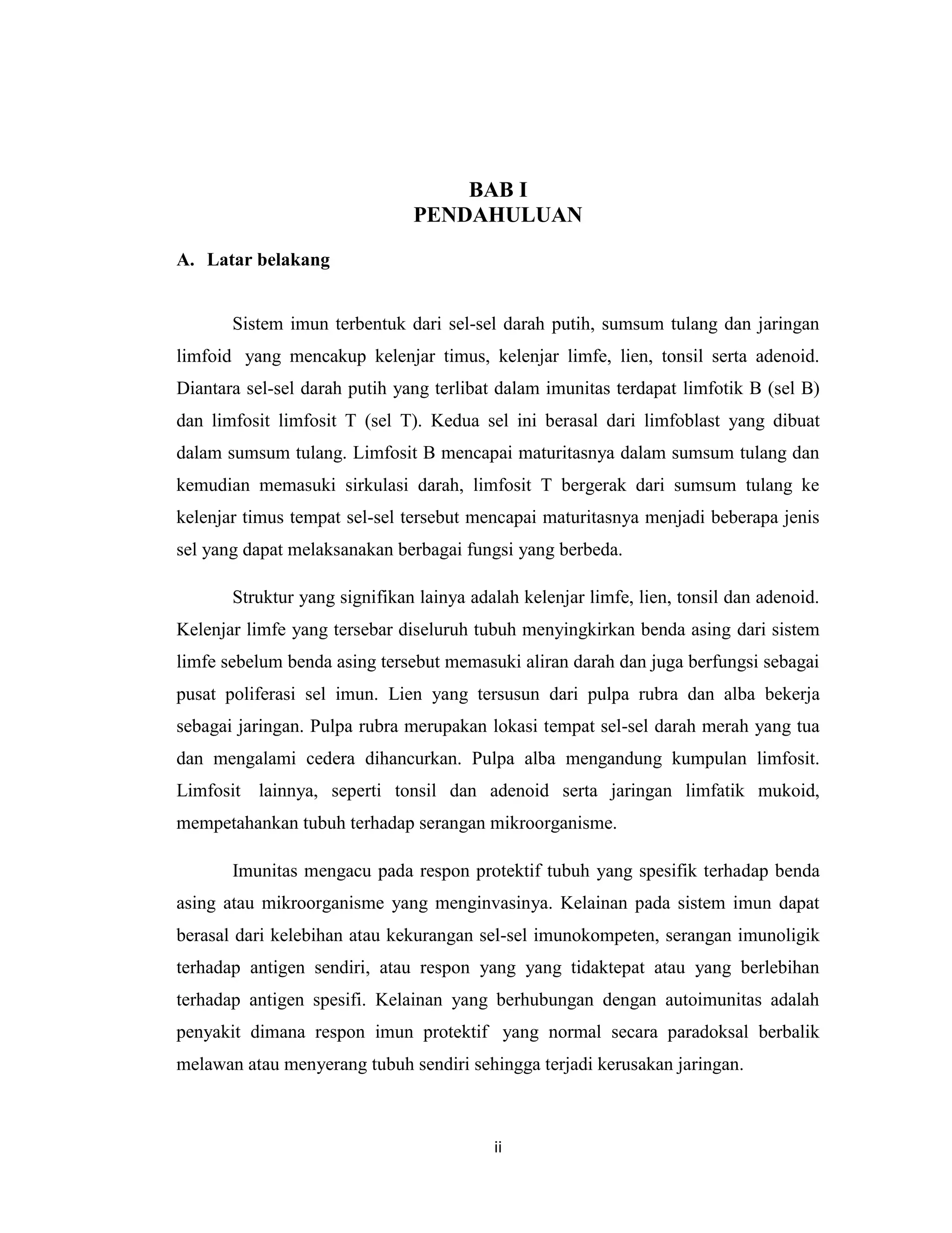 Asuhan keperawatan pada sistem imunitas | DOCX