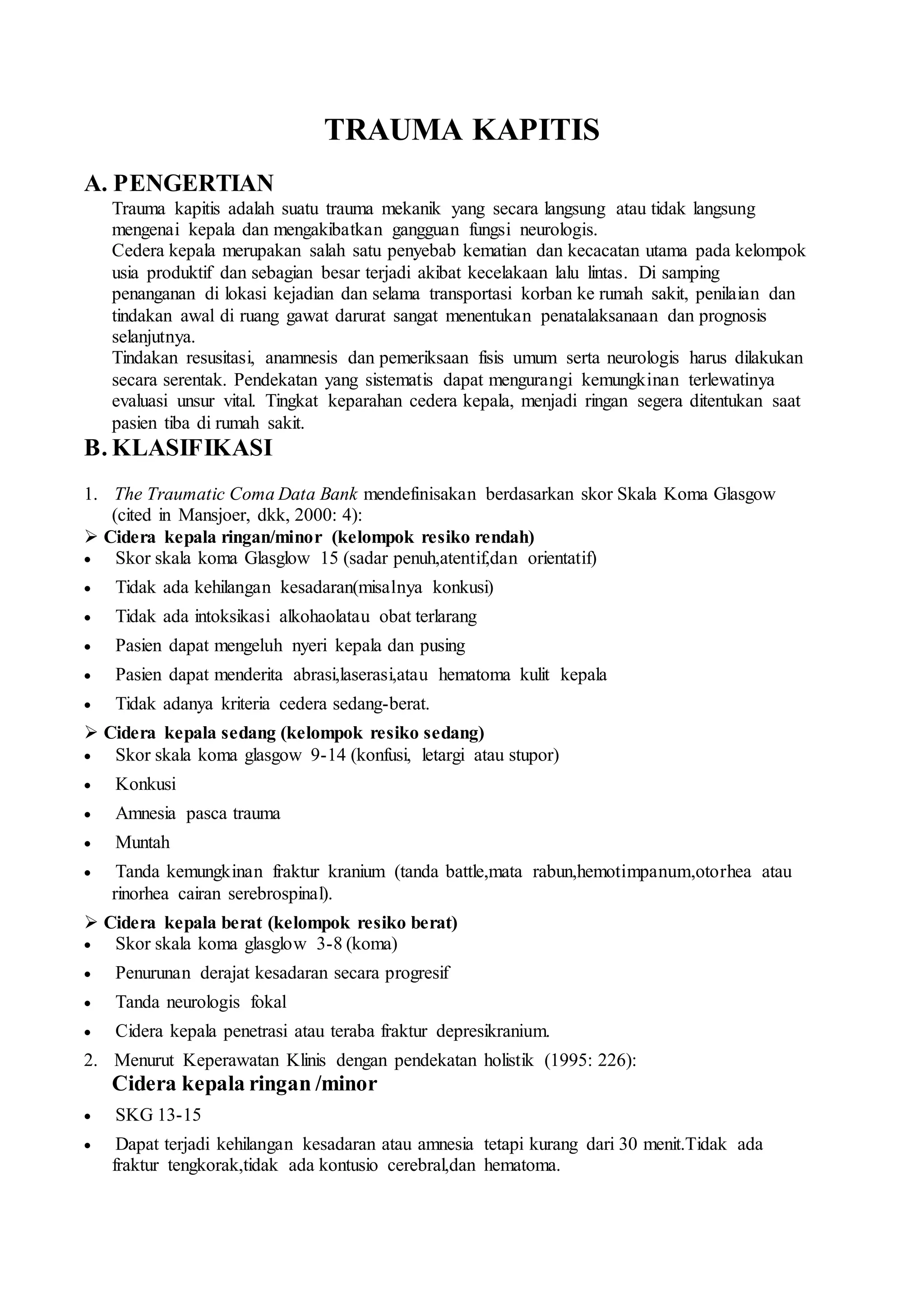 Asuhan keperawatan trauma | DOCX