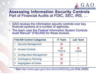 A summary of gao’s review of information security (naba barkakati) | PPT