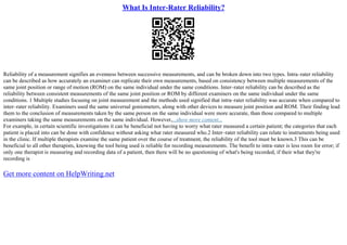 A Summary Of Interrater Reliability | PDF