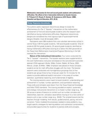 A Summary Of Nine Key Studies Multi-Tier Intervention And Response To Interventions For Students ...