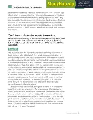 A Summary Of Nine Key Studies Multi-Tier Intervention And Response To Interventions For Students ...