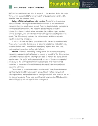 A Summary Of Nine Key Studies Multi-Tier Intervention And Response To Interventions For Students ...