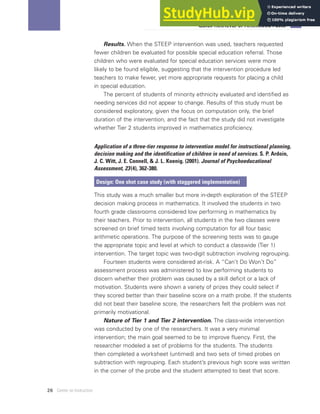 A Summary Of Nine Key Studies Multi-Tier Intervention And Response To Interventions For Students ...
