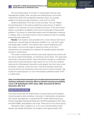 A Summary Of Nine Key Studies Multi-Tier Intervention And Response To Interventions For Students ...