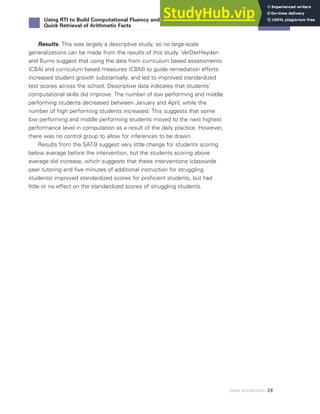 A Summary Of Nine Key Studies Multi-Tier Intervention And Response To Interventions For Students ...