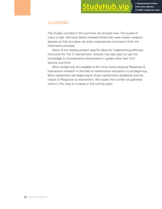 A Summary Of Nine Key Studies Multi-Tier Intervention And Response To Interventions For Students ...