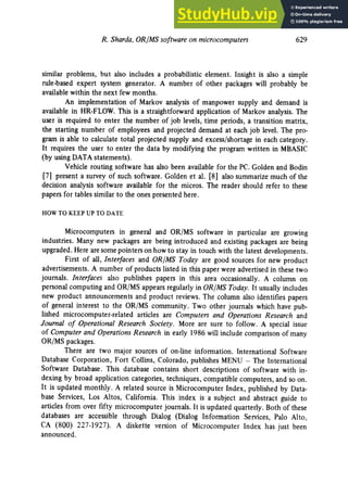A Summary Of OR MS Software On Microcomputers | PDF