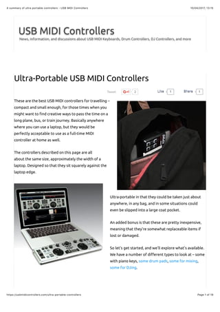 A summary of ultra portable controllers by usbmidicontrollers.com