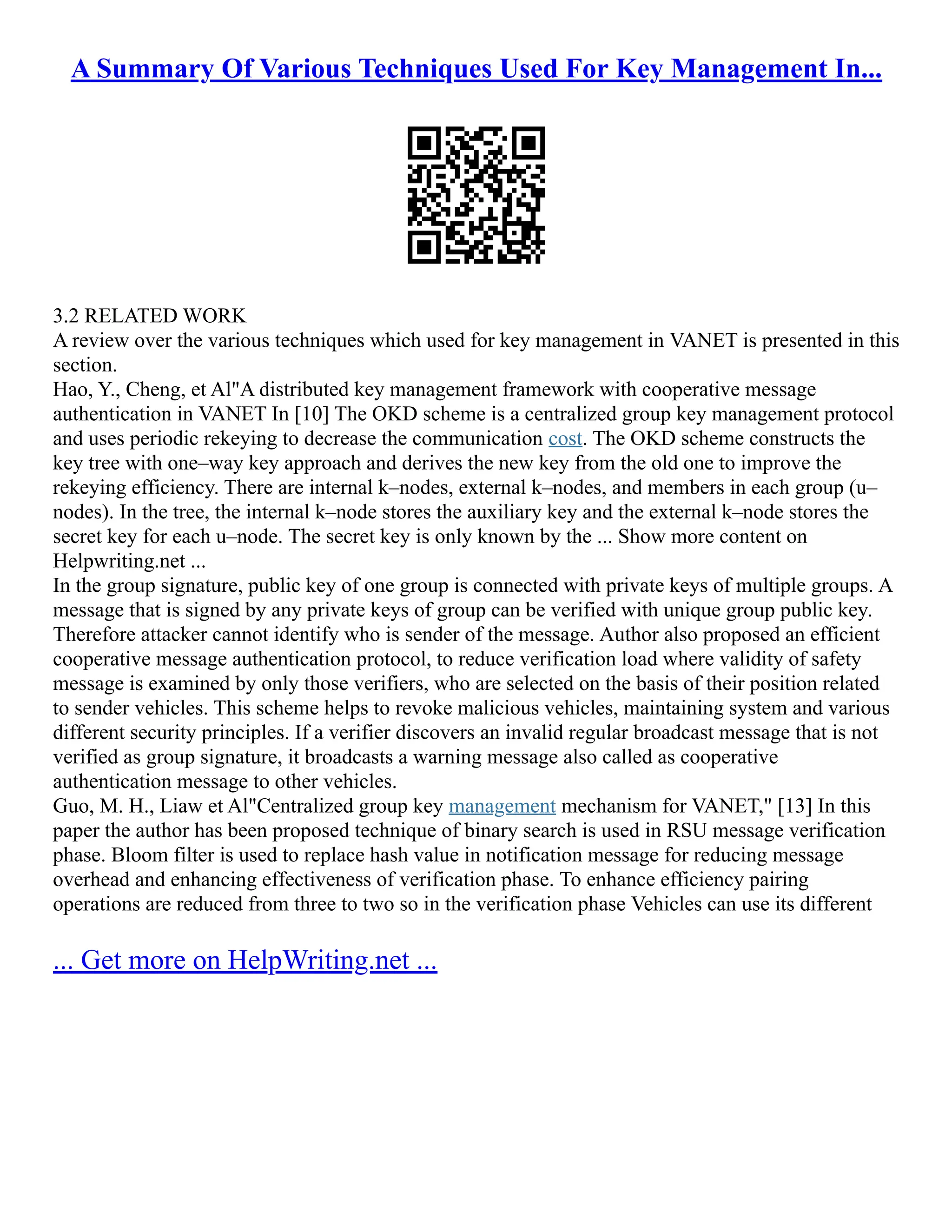 A Summary Of Various Techniques Used For Key Management In... | PDF A Summary Of Various Techniques Used For Key Management In... | PDF