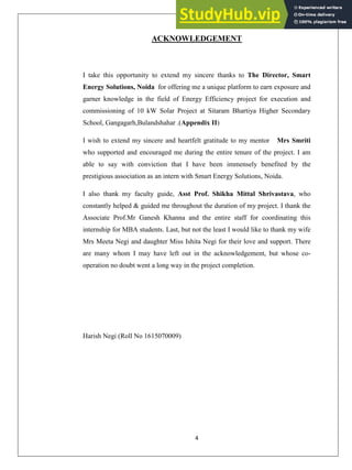 A Summer Internship Project Report On Renewable Energy | PDF