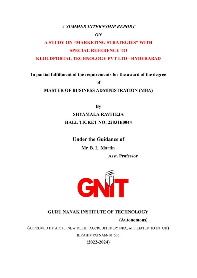 MBA MARKETING SUMMER INTERNSHIP REPORT.pdf | Internet | Computing