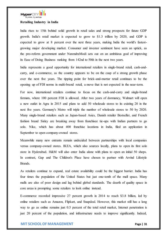 MBA Marketing SIP Report | DOCX | Retail Industry | Industries