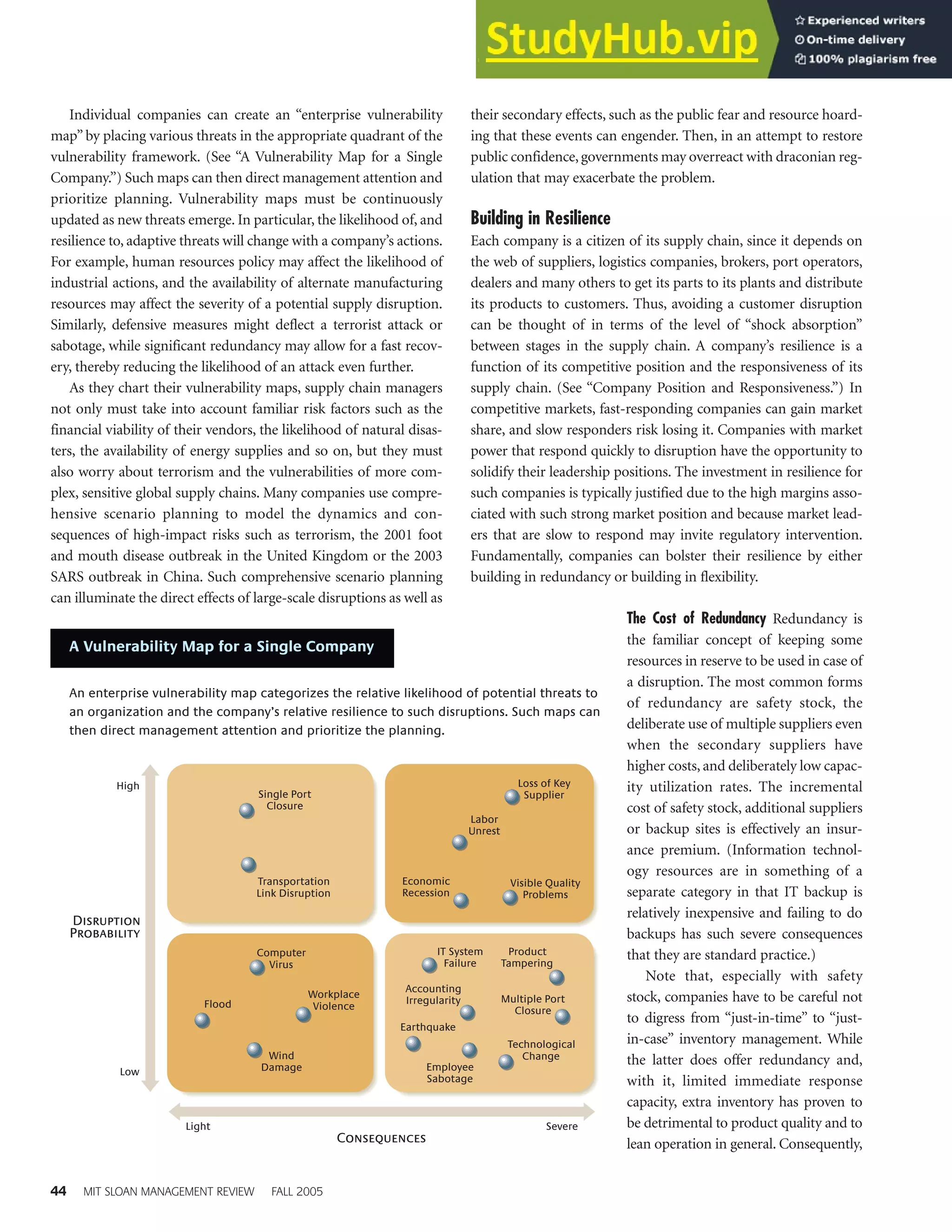 A Supply Chain View Of The Resilient Enterprise | PDF