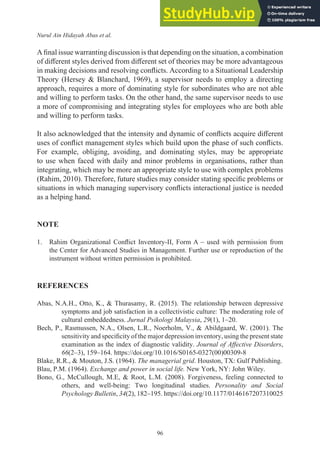 A Supporting Hand In Dealing With Interpersonal Conflicts The Role Of Interactional Justice | PDF