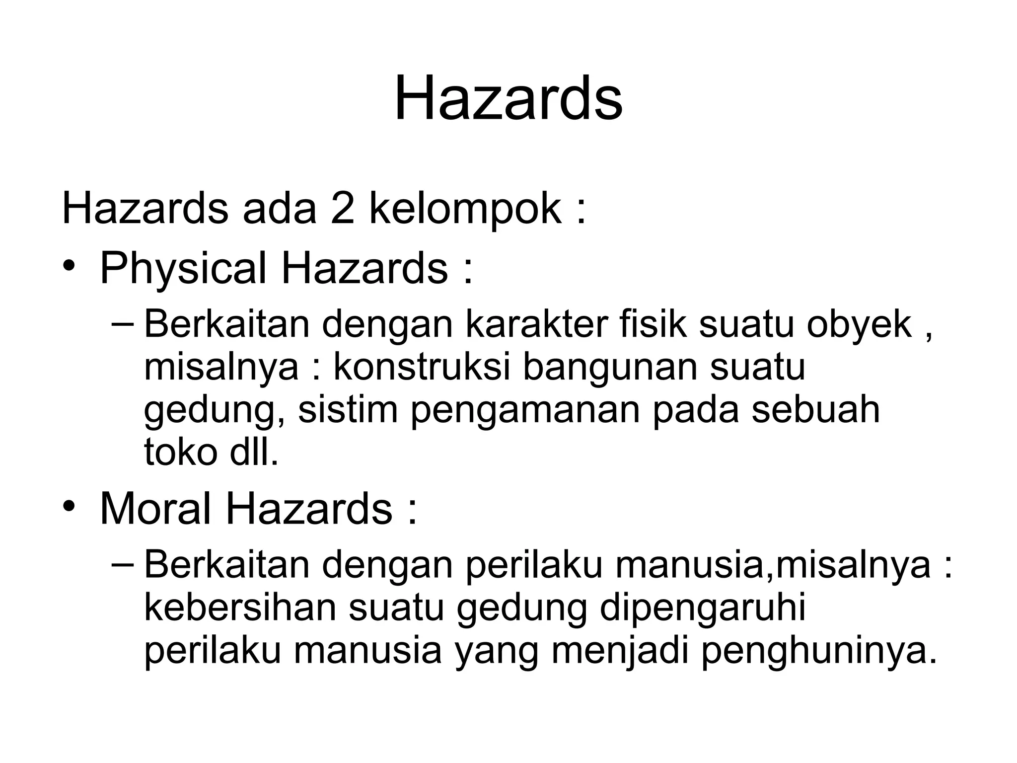 Asuransi Hazards Risiko | PPT