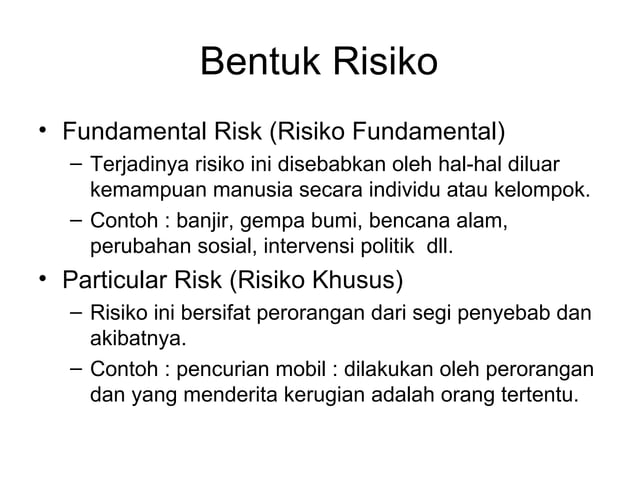 Asuransi Hazards Risiko | PPT