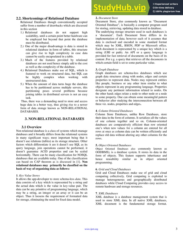 A Survey And Comparison Of Relational And Non-Relational Database | PDF | Databases | Computer ...