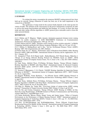 A survey of energy efficient aodv routing algorithms in manet | PDF