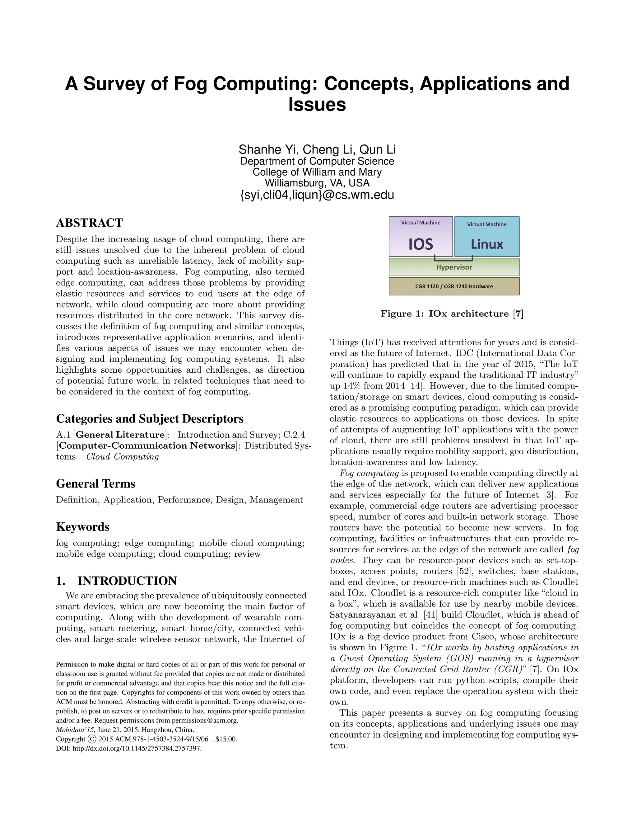 A survey of fog computing concepts applications and issues | PDF