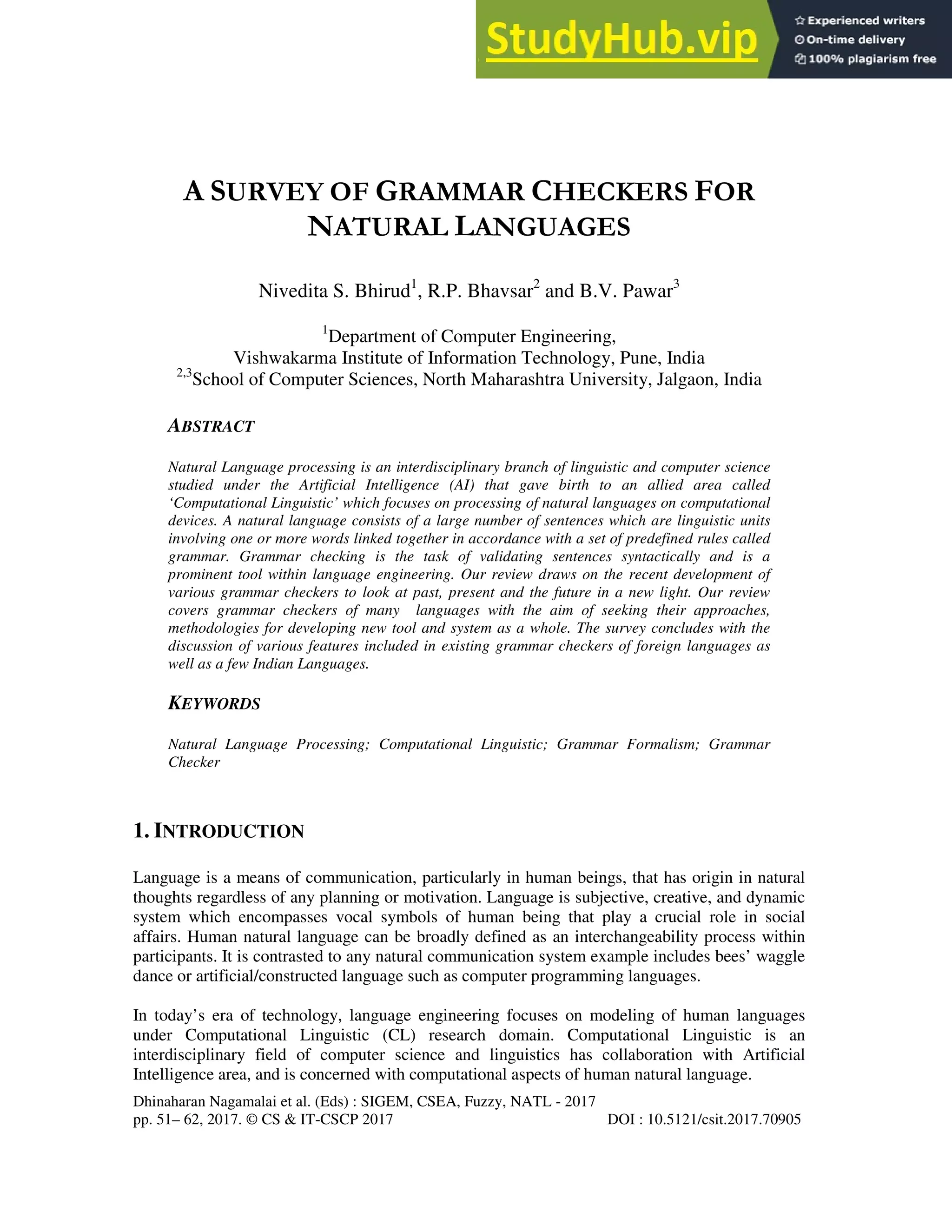 A SURVEY OF GRAMMAR CHECKERS FOR NATURAL LANGUAGES | PDF