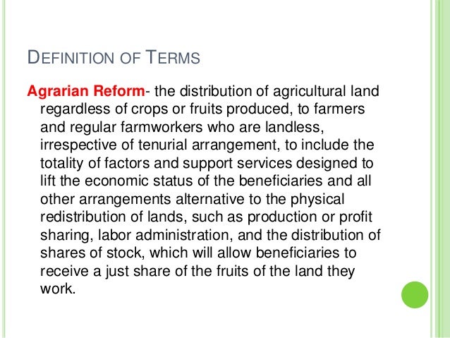 A survey of ra 6657 otherwise known as Comprehensive Agrarian Reform