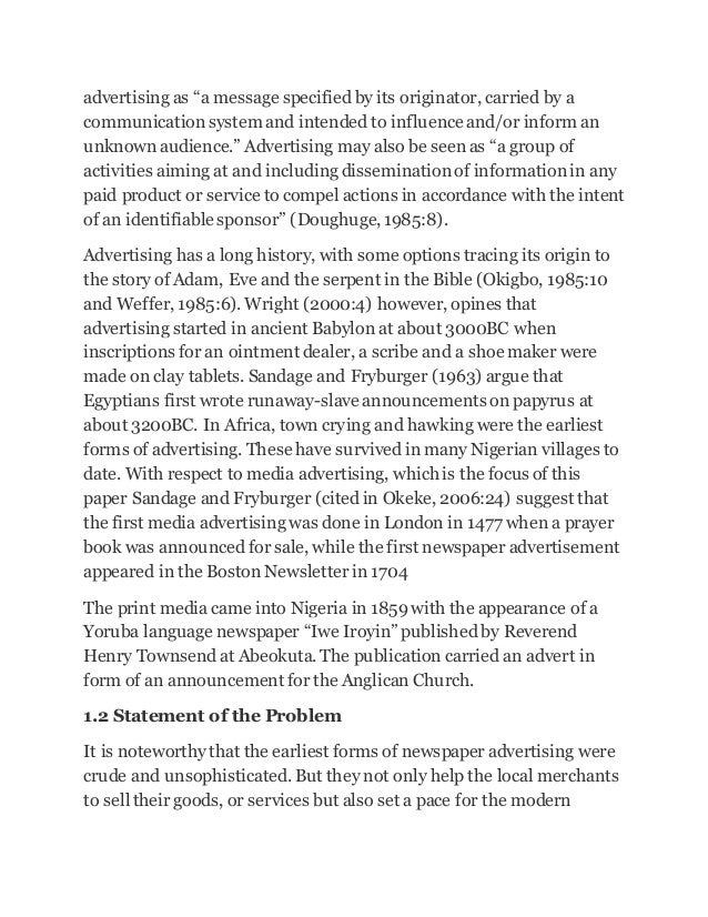 A SURVEY OF THE LANGUAGE OF NEWSPAPER ADVERTISEMENT (A CASE STUDY OF ...