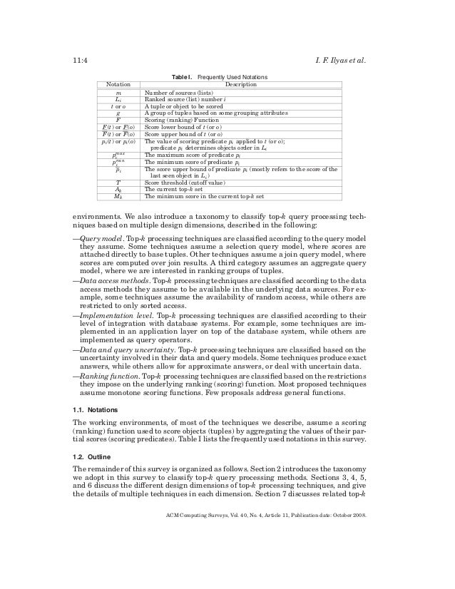 A survey of top k query processing techniques in relational database