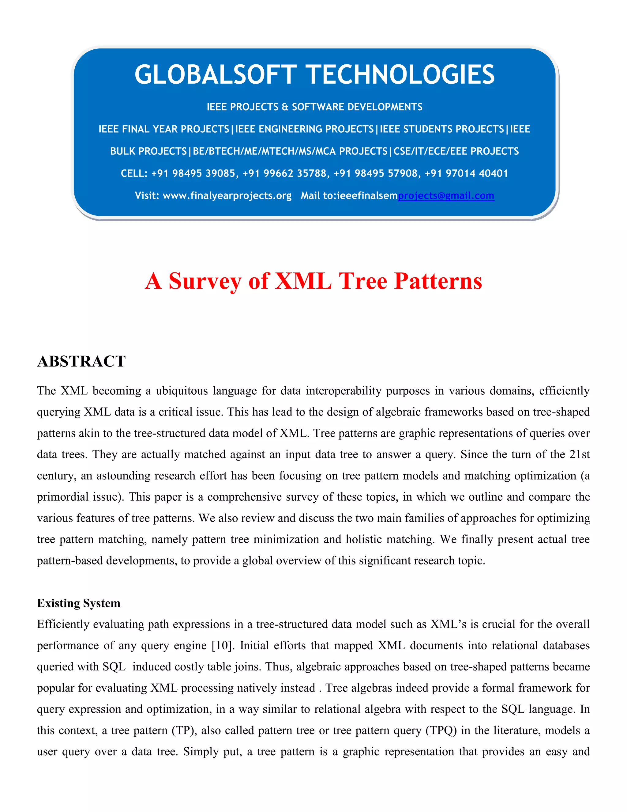 A survey of xml tree patterns | PDF