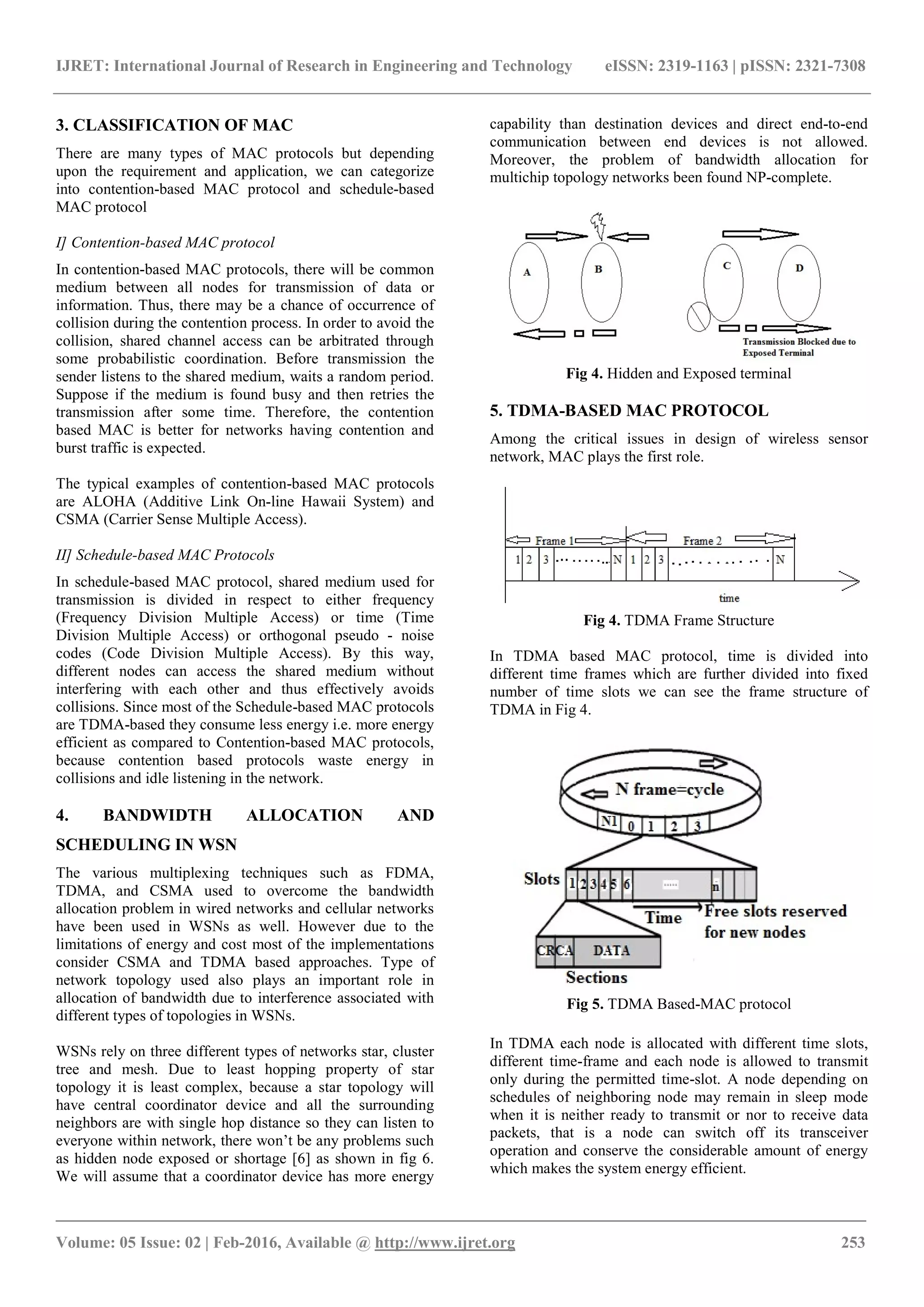 A Survey On Bandwidth Allocation Schemes In Wsns Using Tdma Based Mac Protocol Pdf