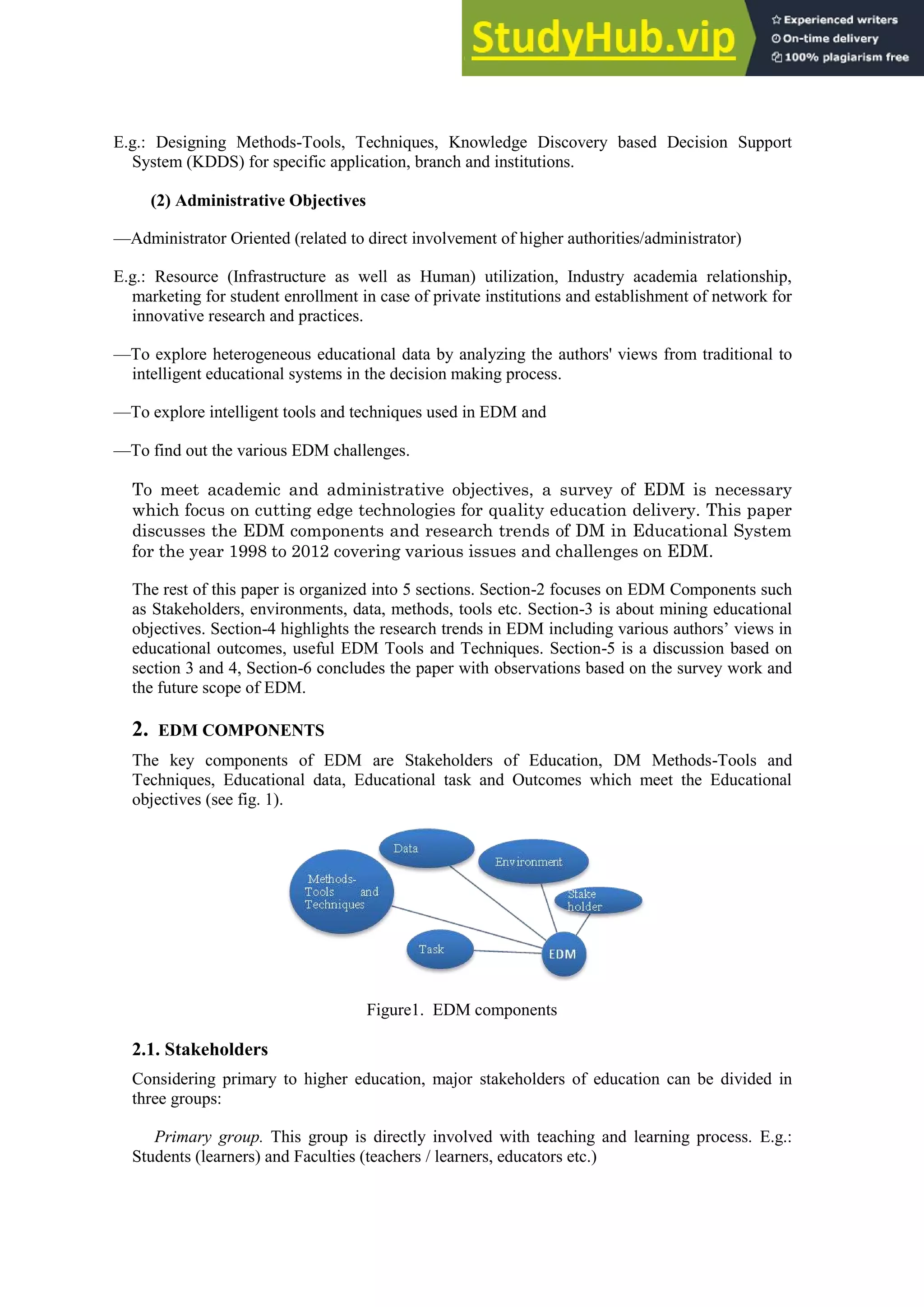 A SURVEY ON EDUCATIONAL DATA MINING AND RESEARCH TRENDS | PDF