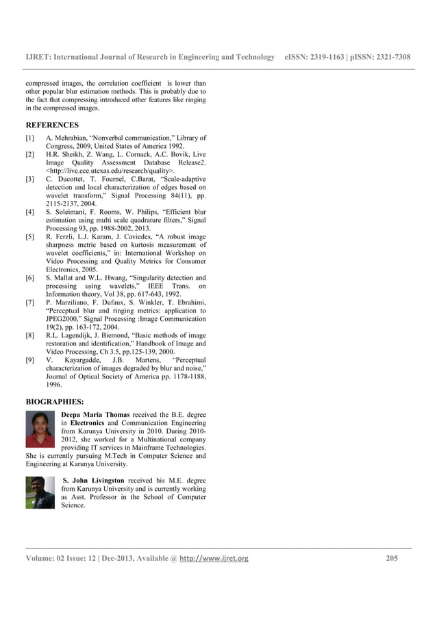 A survey on efficient no reference blur estimation | PDF | Photo Editing Software | Computer ...