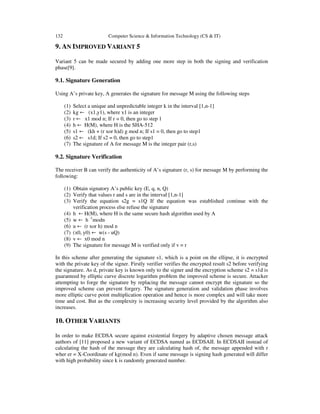 A SURVEY ON ELLIPTIC CURVE DIGITAL SIGNATURE ALGORITHM AND ITS VARIANTS ...