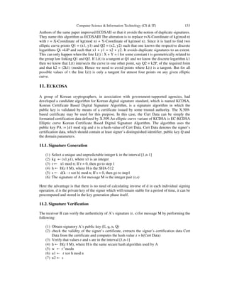 A SURVEY ON ELLIPTIC CURVE DIGITAL SIGNATURE ALGORITHM AND ITS VARIANTS ...