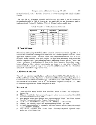A SURVEY ON ELLIPTIC CURVE DIGITAL SIGNATURE ALGORITHM AND ITS VARIANTS | PDF