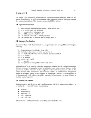 A SURVEY ON ELLIPTIC CURVE DIGITAL SIGNATURE ALGORITHM AND ITS VARIANTS | PDF