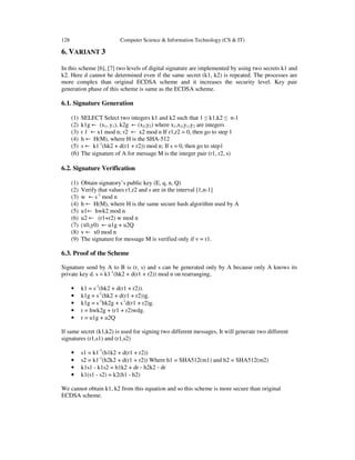 A SURVEY ON ELLIPTIC CURVE DIGITAL SIGNATURE ALGORITHM AND ITS VARIANTS ...