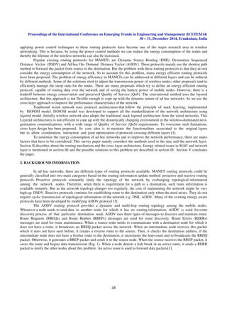 A survey on energy aware routing issues and cross layering in mane ts | PDF