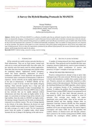 A Survey On Hybrid Routing Protocols In MANETS | PDF