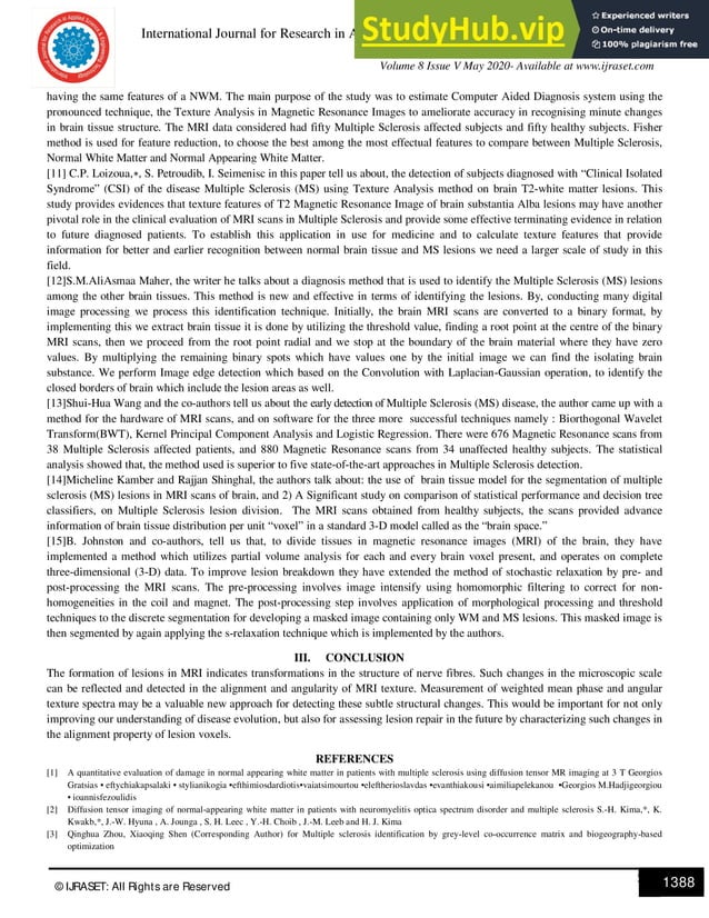 A Survey On Identification Of Multiple Sclerosis Lesions From Brain MRI | PDF