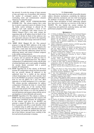 A Survey On IP Address Assignment In A Mobile Ad Hoc | PDF | Computer Networking | Computing