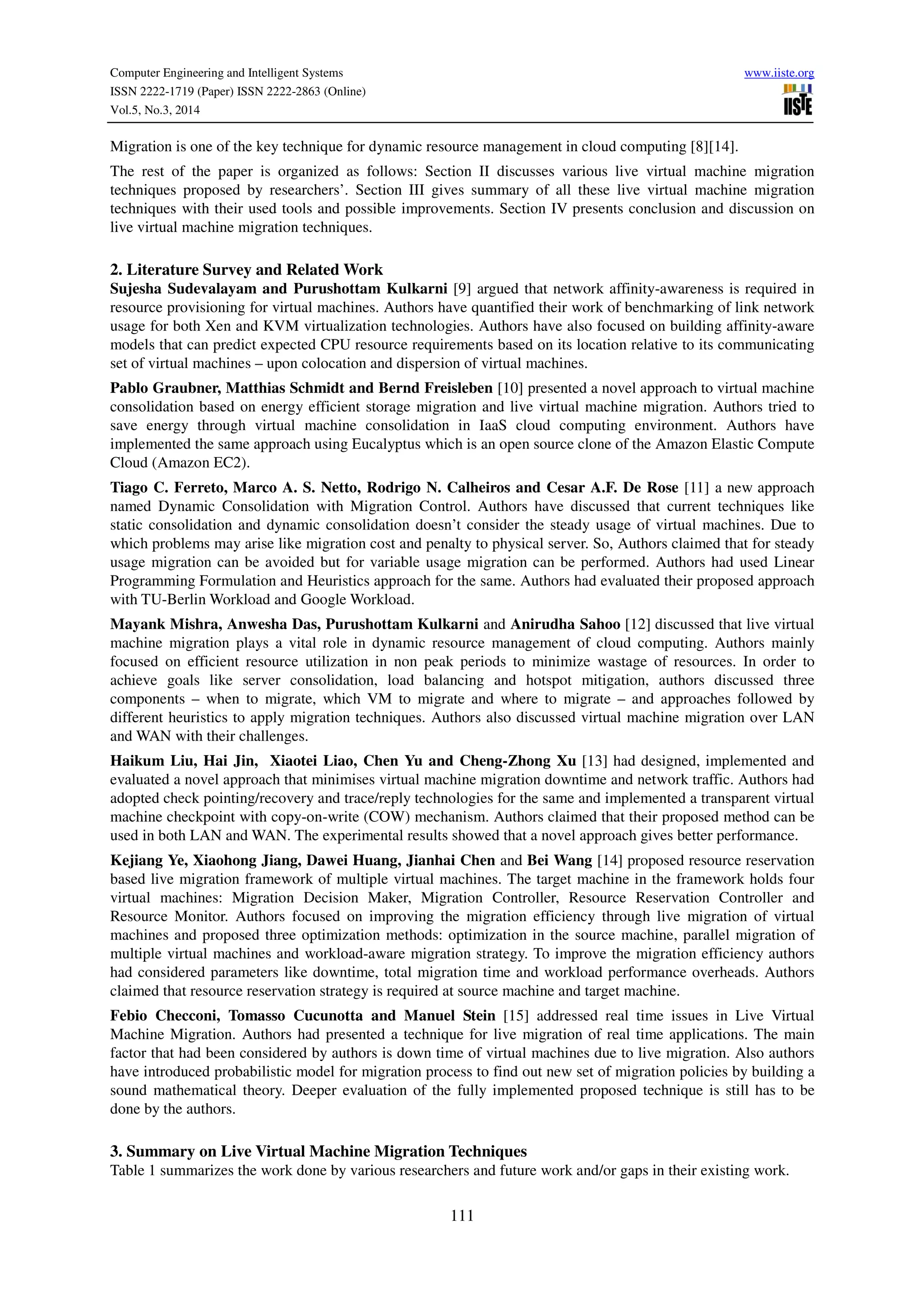 A survey on live virtual machine migrations and its techniques | PDF