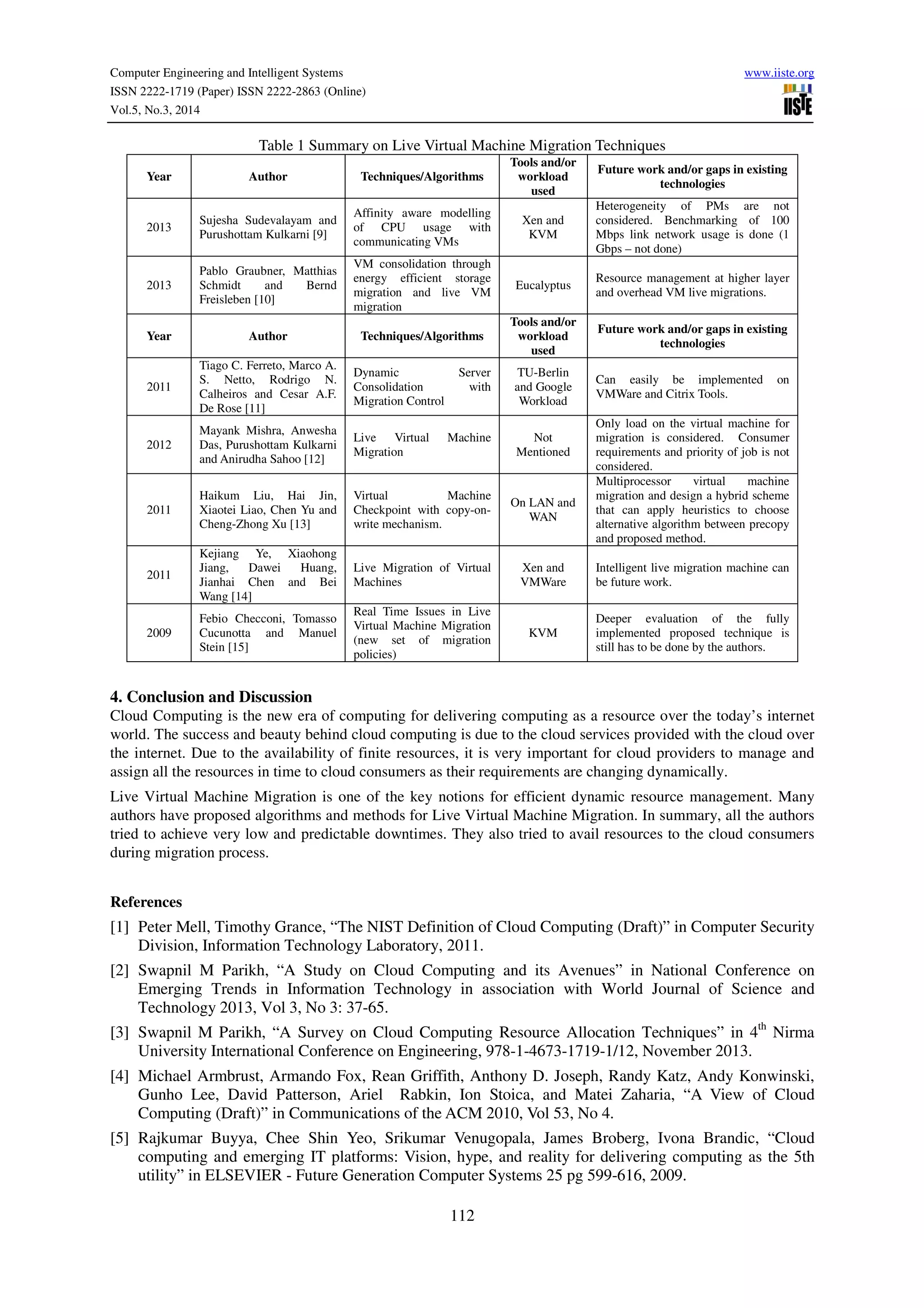 A survey on live virtual machine migrations and its techniques | PDF