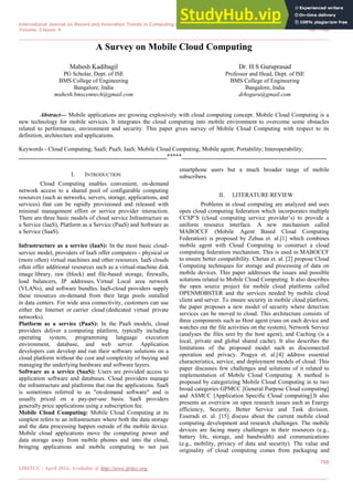 A Survey On Mobile Cloud Computing | PDF