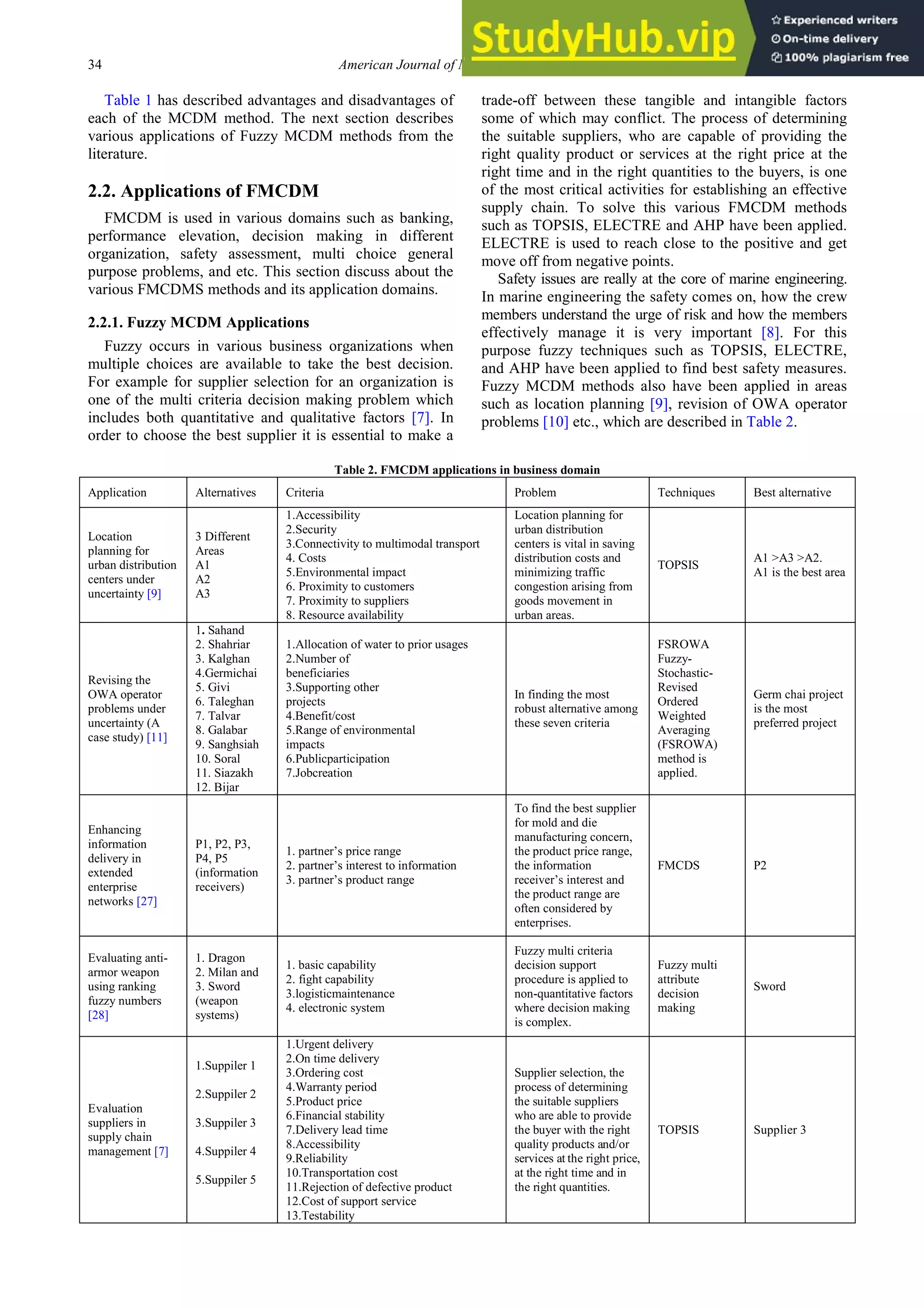 A Survey On Multi Criteria Decision Making Methods And Its Applications | PDF | Computer ...