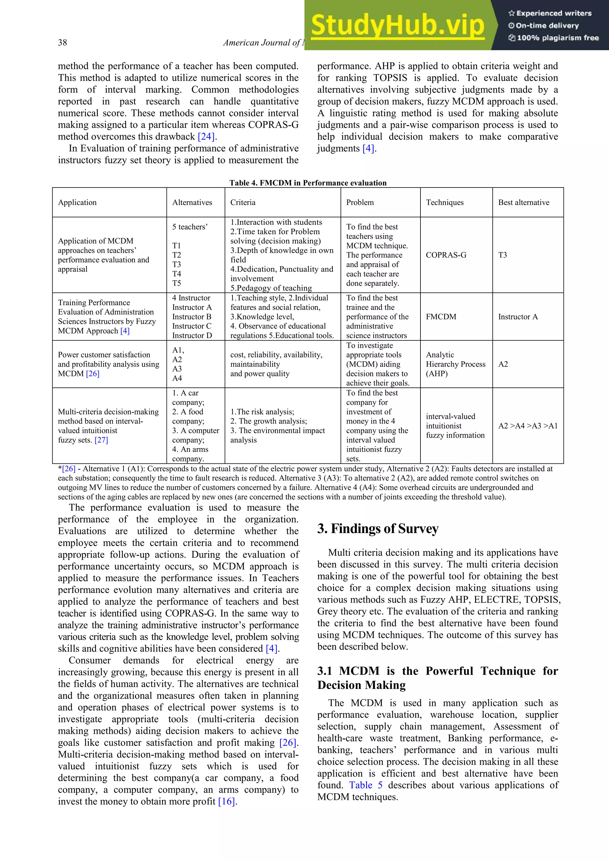 A Survey On Multi Criteria Decision Making Methods And Its Applications | PDF | Computer ...
