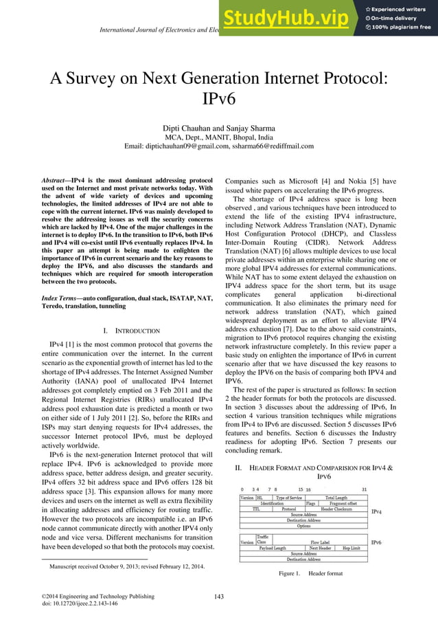 A Survey On Next Generation Internet Protocol IPv6 | PDF | Computer Networking | Computing