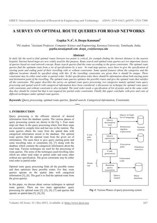 A survey on optimal route queries for road networks | PDF