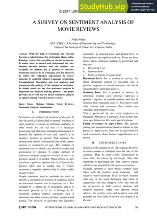 A Survey On Sentiment Analysis Of Movie Reviews | PDF
