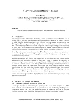 A Survey on Sentiment Mining Techniques | PDF